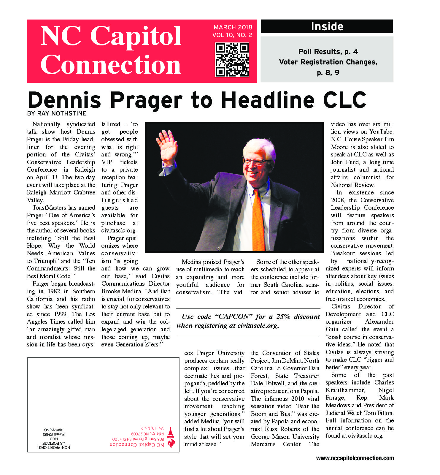 March 2018 Civitas Newspaper: Dennis Prager to Headline CLC